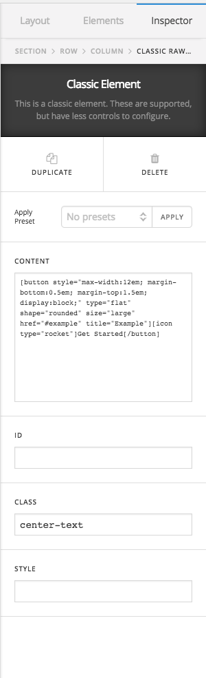 How to center button inside raw content element in a column? - Support - Themeco Forum